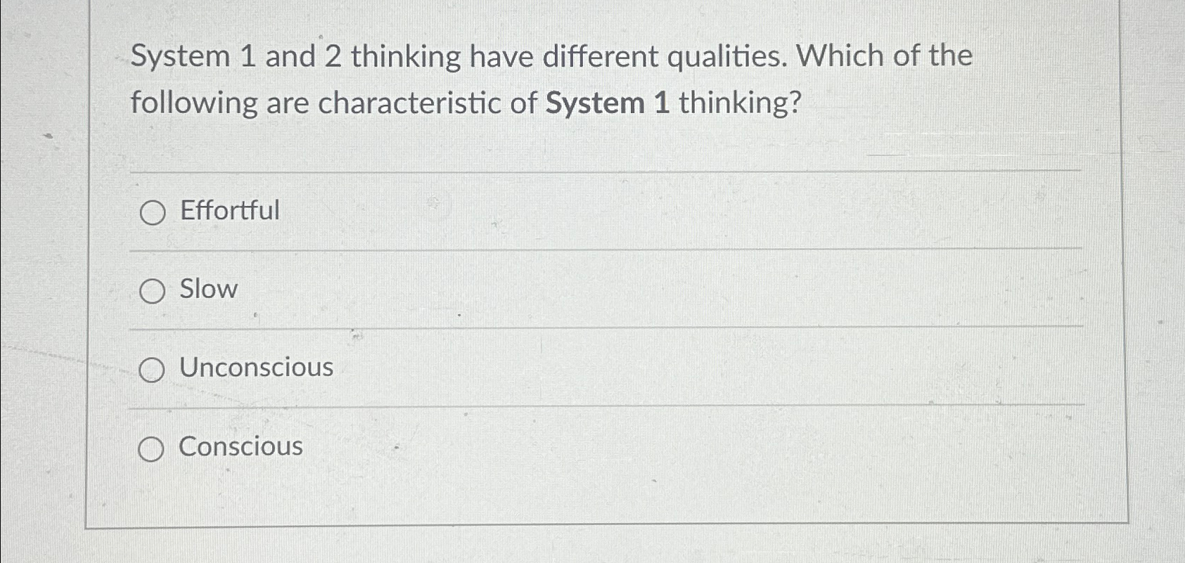 Solved System 1 ﻿and 2 ﻿thinking have different qualities. | Chegg.com