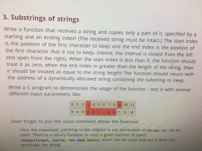 Solved 3 Substrings Of Strings Write A Function That