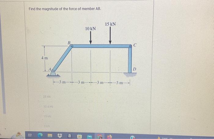 Solved h Find the magnitude of the force of member AB. | Chegg.com