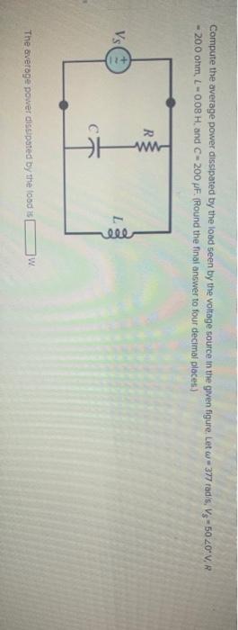 Solved Compute the average power dissipated by the load seen | Chegg.com