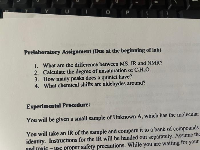 Solved Prelaboratory Assignment (Due at the beginning of | Chegg.com