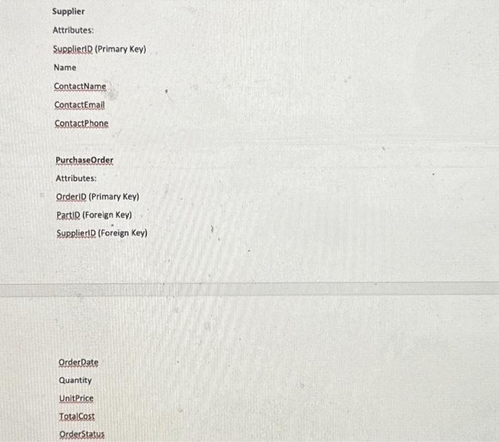 Part Attributes: PartID (Primary Key) Name | Chegg.com