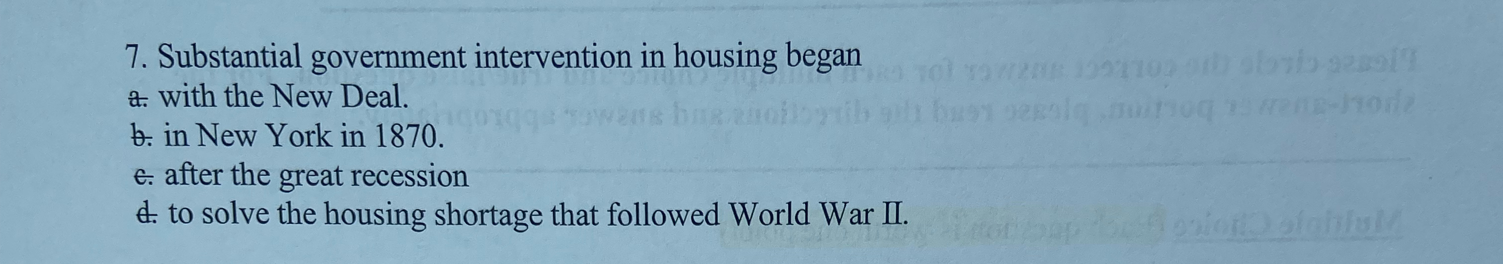 Solved Substantial government intervention in housing | Chegg.com