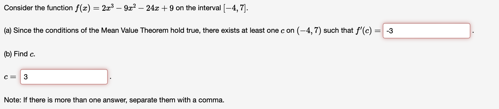 Solved Consider the function f(x)=2x3-9x2-24x+9 ﻿on the | Chegg.com