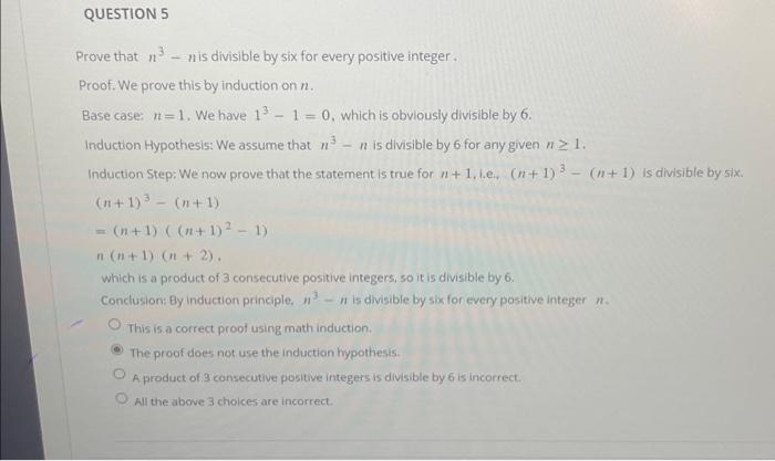 Solved In the following we use the mathematic induction to | Chegg.com