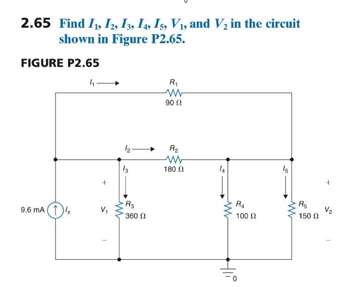 Solved 2.59Use the current divider rule to find currents I1, | Chegg.com