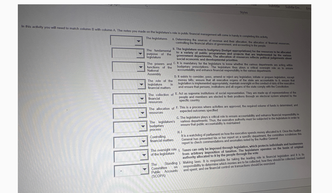 Solved match the explanations o the left next to a drop | Chegg.com