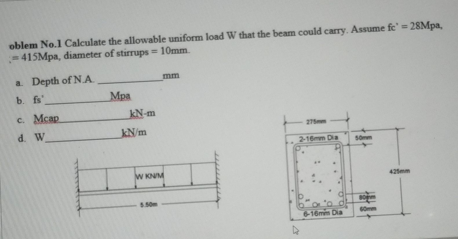 Solved Calculate the allowable uniform load W that the beam | Chegg.com