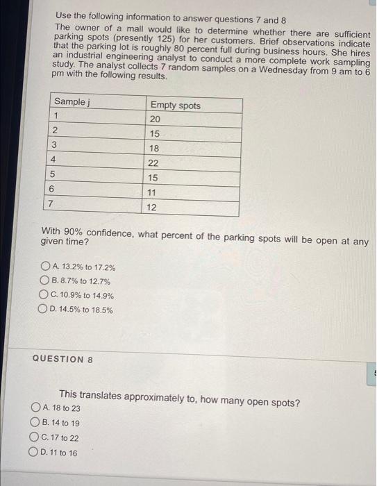 Solved Use the following information to answer questions 7 | Chegg.com