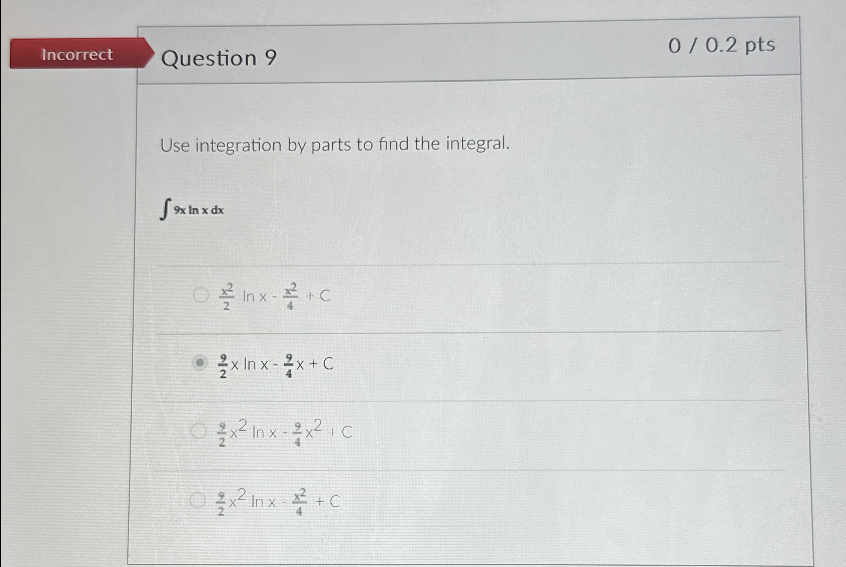 Solved Use integration by parts to find the | Chegg.com