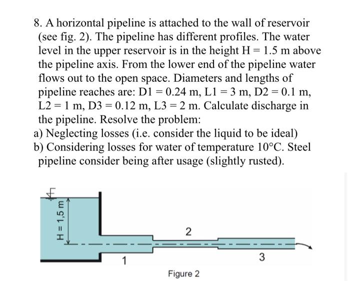 Solved 8. A horizontal pipeline is attached to the wall of | Chegg.com