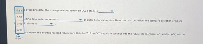 Solved Given the preceding data, the averag n cCCls stock is | Chegg.com