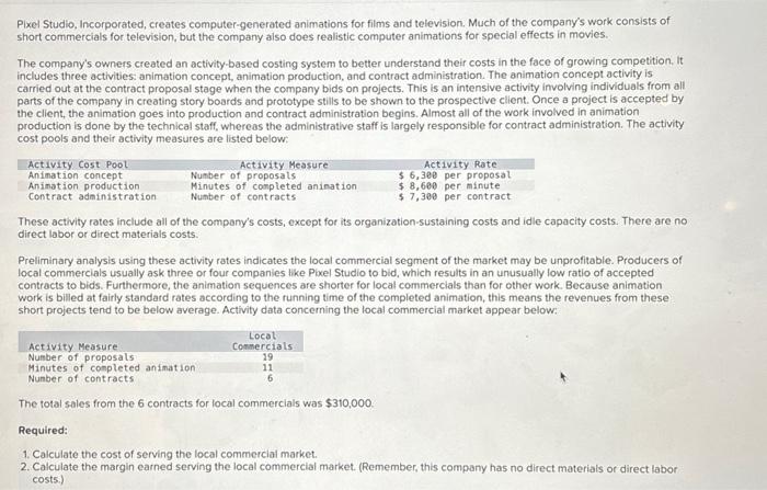 Solved Pixel Studio, Incorporated, creates | Chegg.com