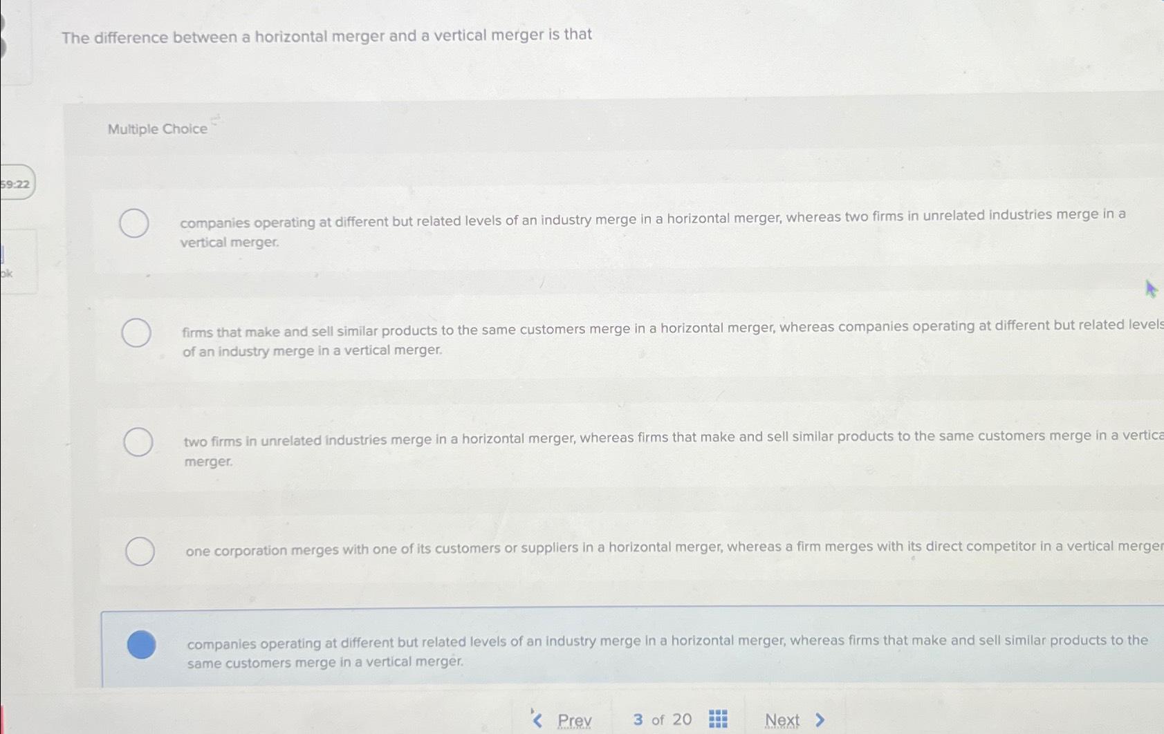 Solved The difference between a horizontal merger and a | Chegg.com