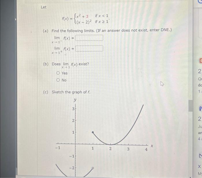Solved f(x)={x2+3(x−2)2 if x