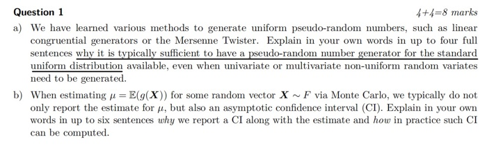 Solved Question 1 4+4=8 marks a) We have learned various | Chegg.com
