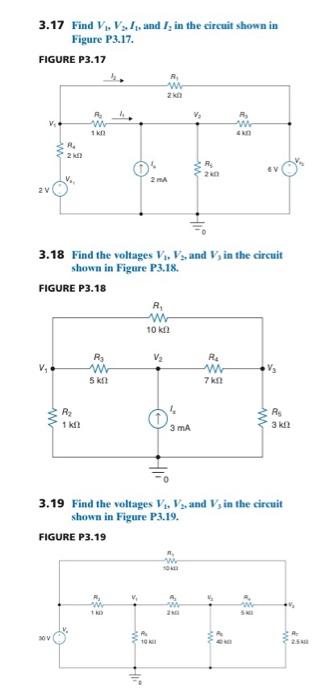 Solved 3.17 Find V1,V2,I1, and I2 in the circuit shown in | Chegg.com