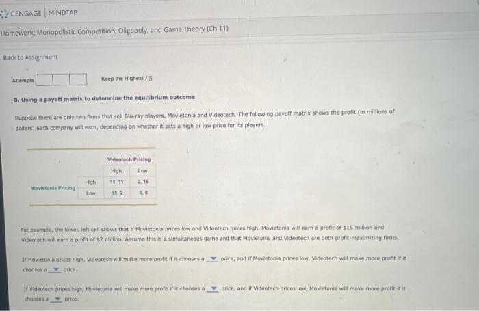 Solved B. Using a payoff matrix to determine the equilibrium | Chegg.com