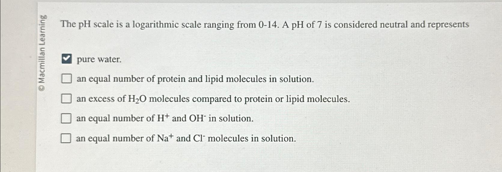 Solved Ec? and ﻿The pH ﻿scale is a logarithmic scale | Chegg.com