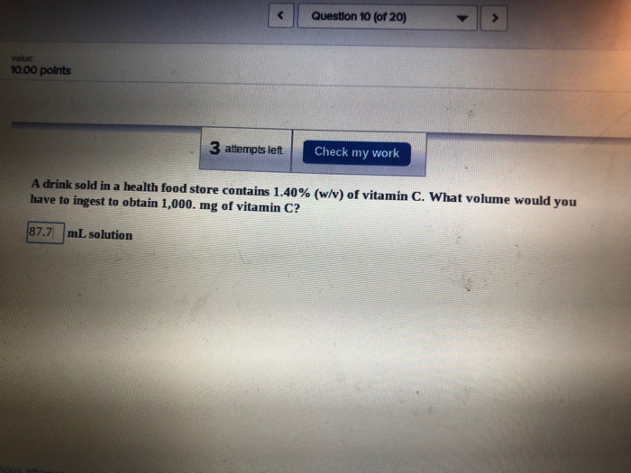 Solved Question 10 (of 20) value: 10.00 polnts 3 attempts | Chegg.com