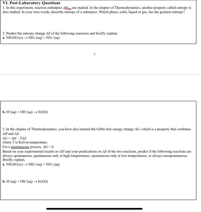 Solved VI. Post-Laboratory Questions 1. In this experiment, | Chegg.com