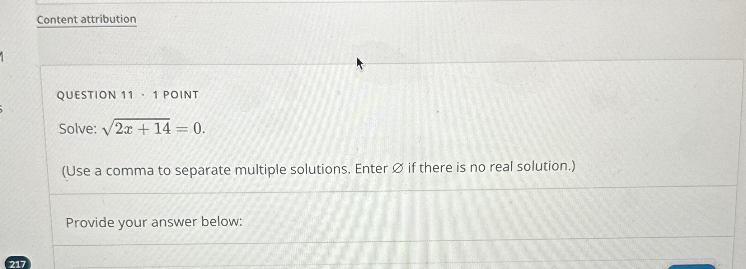 Solved Content attributionQUESTION 11 - 1 POINTSolve: | Chegg.com Solved Content attributionQUESTION 11 - 1 POINTSolve: | Chegg.com