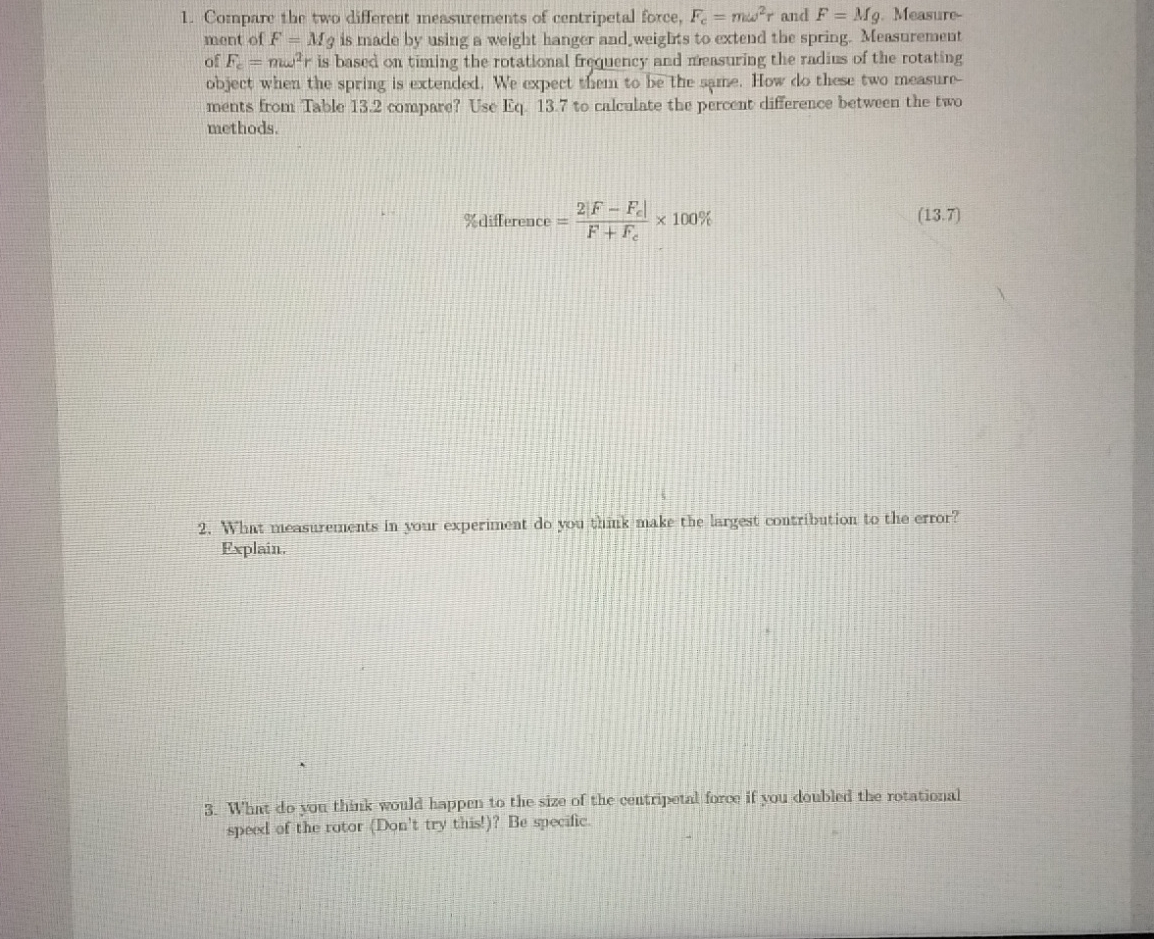 Compare thr two different measturements of | Chegg.com