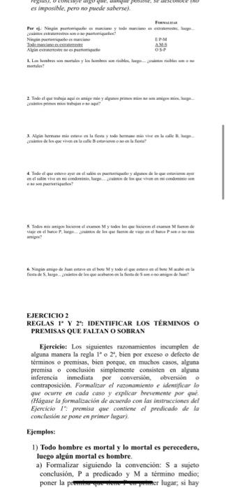 Ejercicio: 1) Identificar premisas y conclusiones: 2) | Chegg.com