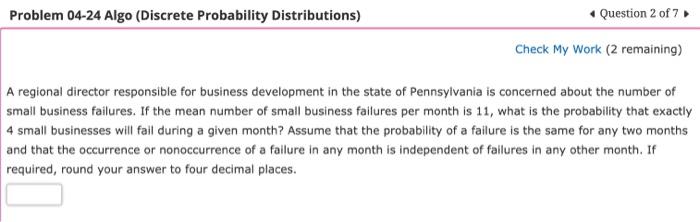 Solved Problem 04-24 Algo (Discrete Probability | Chegg.com