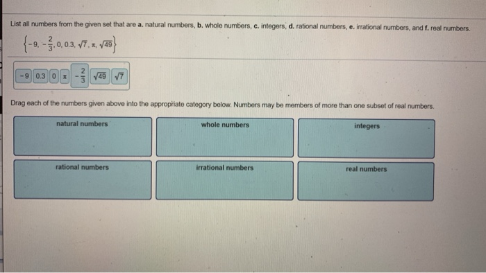 Solved List all numbers from the given set that are a | Chegg.com