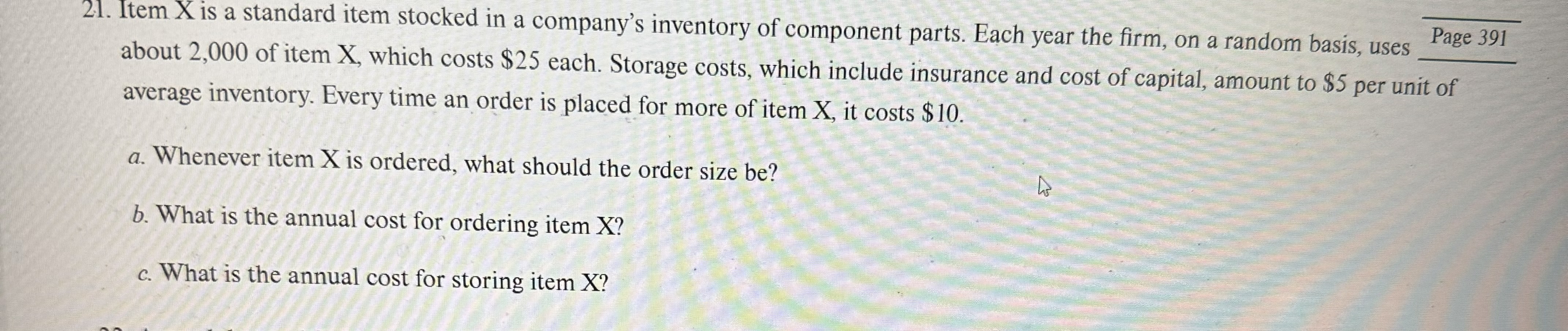Solved Item x ﻿is a standard item stocked in a company's | Chegg.com