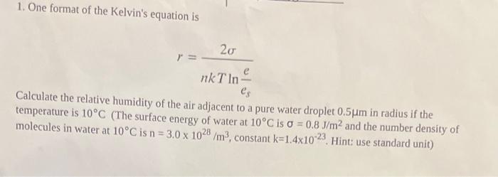 [Solved]: please calculate the relative humidity 1. On