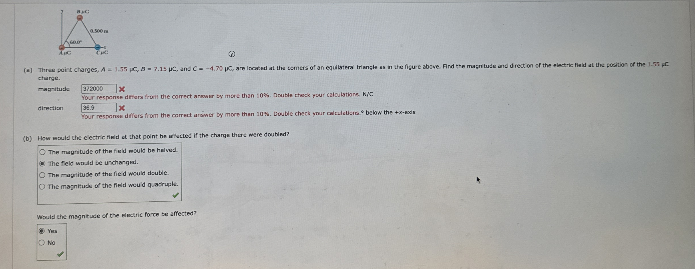 Solved charge.magnitude ∫﻿﻿xYour response differs from the | Chegg.com