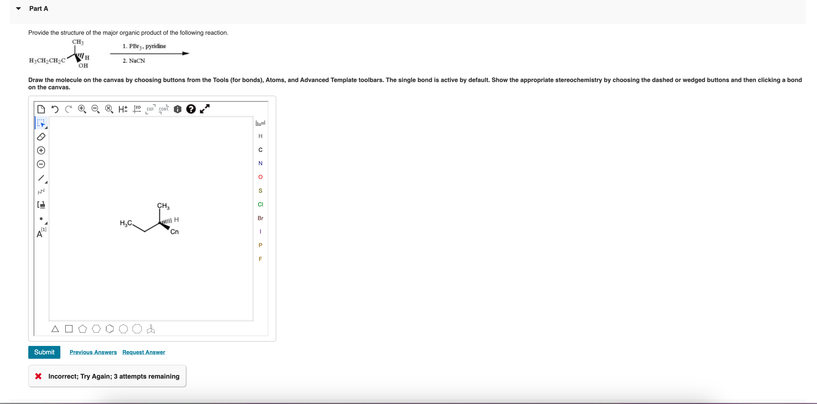 Solved Part AProvide the structure of the major organic | Chegg.com