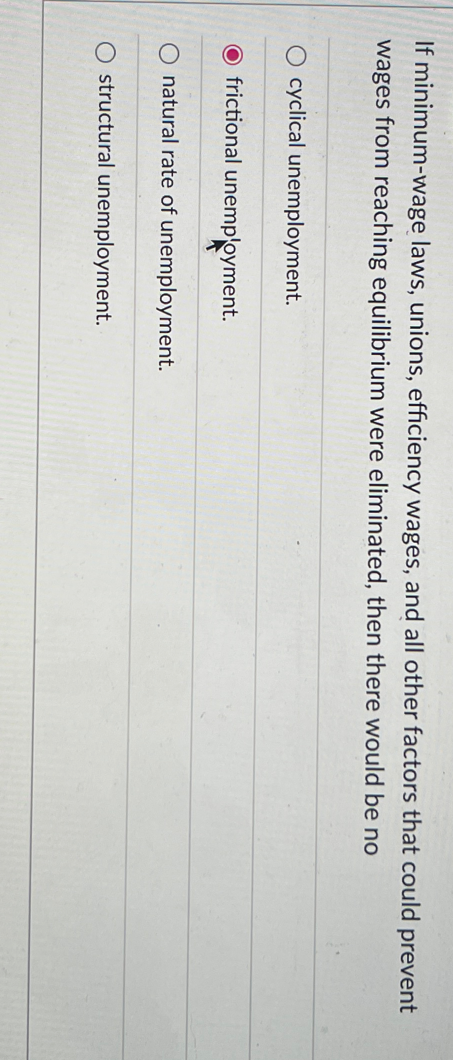 Solved If minimum-wage laws, unions, efficiency wages, and | Chegg.com