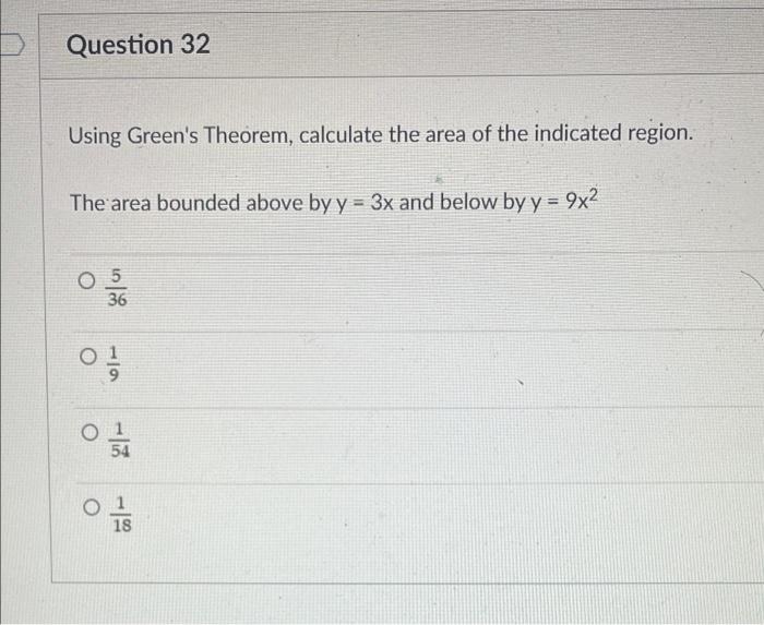 Solved Question 32 Using Green's Theorem, calculate the area | Chegg.com