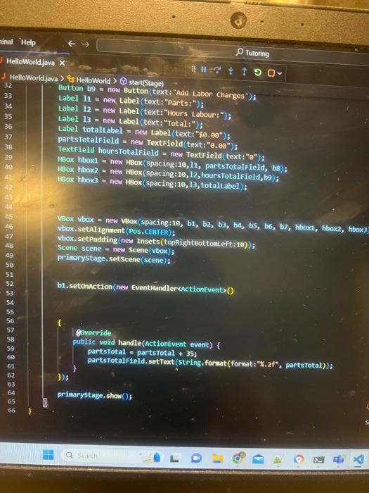 Solved please add this code event handler from b2 to b13 | Chegg.com