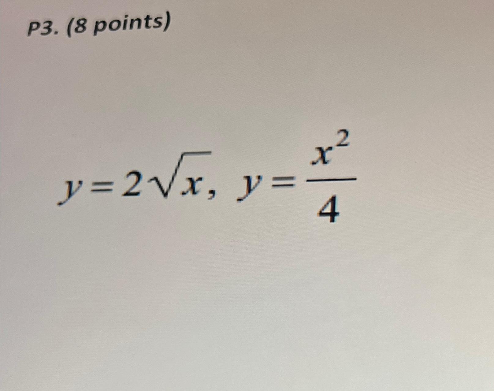 Solved P3. (8 ﻿points)y=2x2,y=x24 | Chegg.com