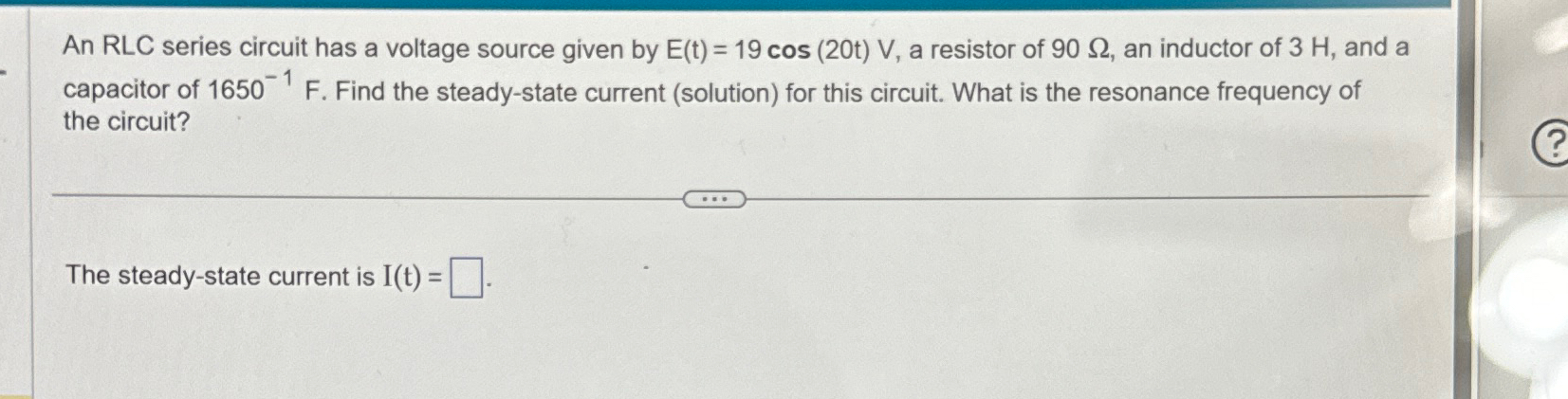 Solved An RLC series circuit has a voltage source given by | Chegg.com
