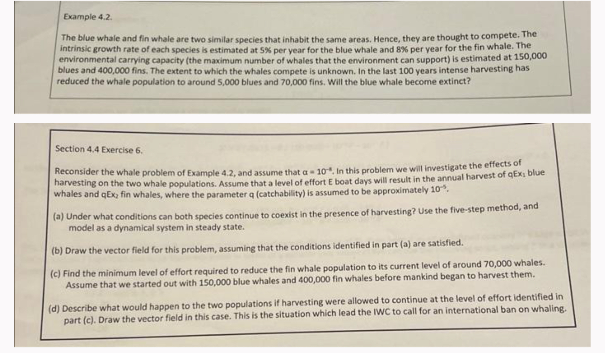 Reconsider the whale problem of Example 4.2, ﻿and | Chegg.com
