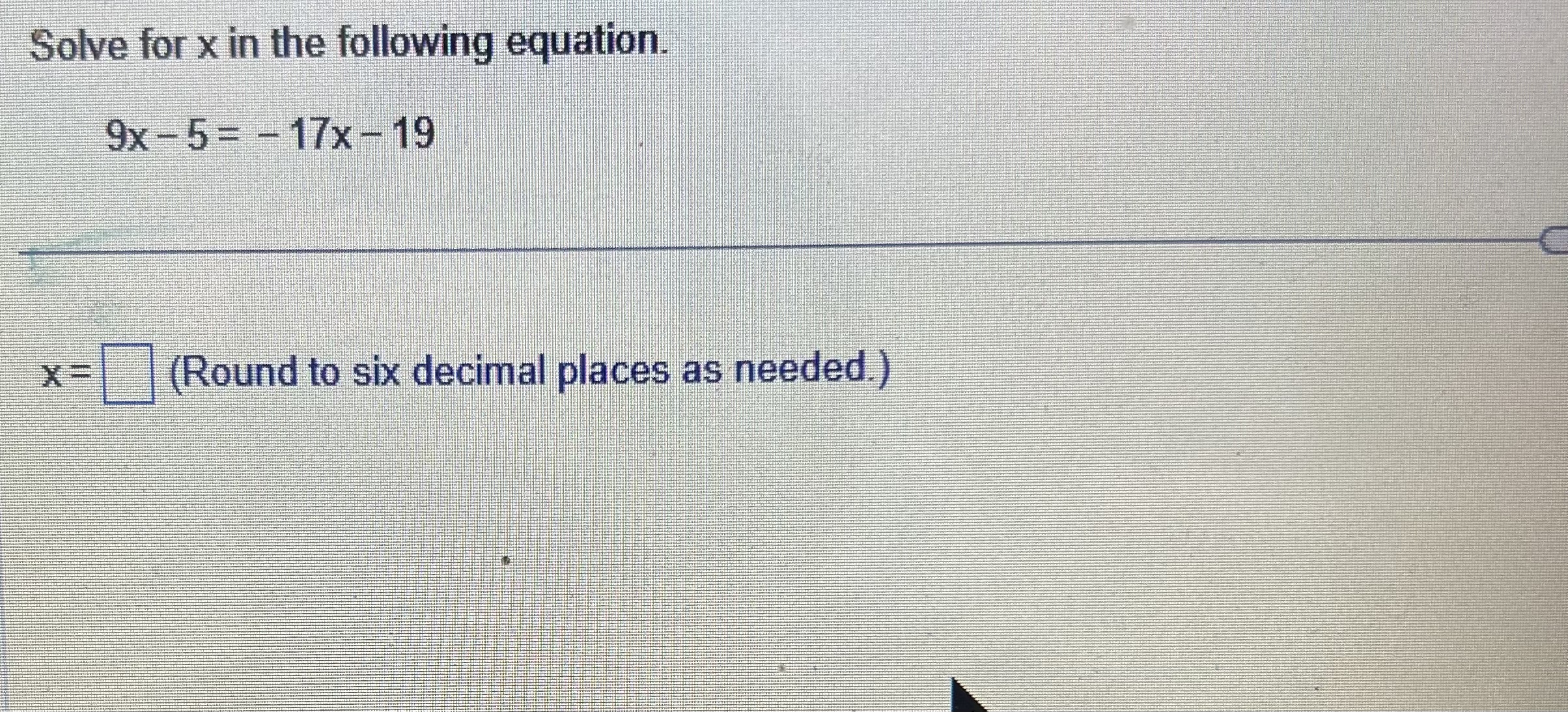 Solved Solve for x ﻿in the following | Chegg.com