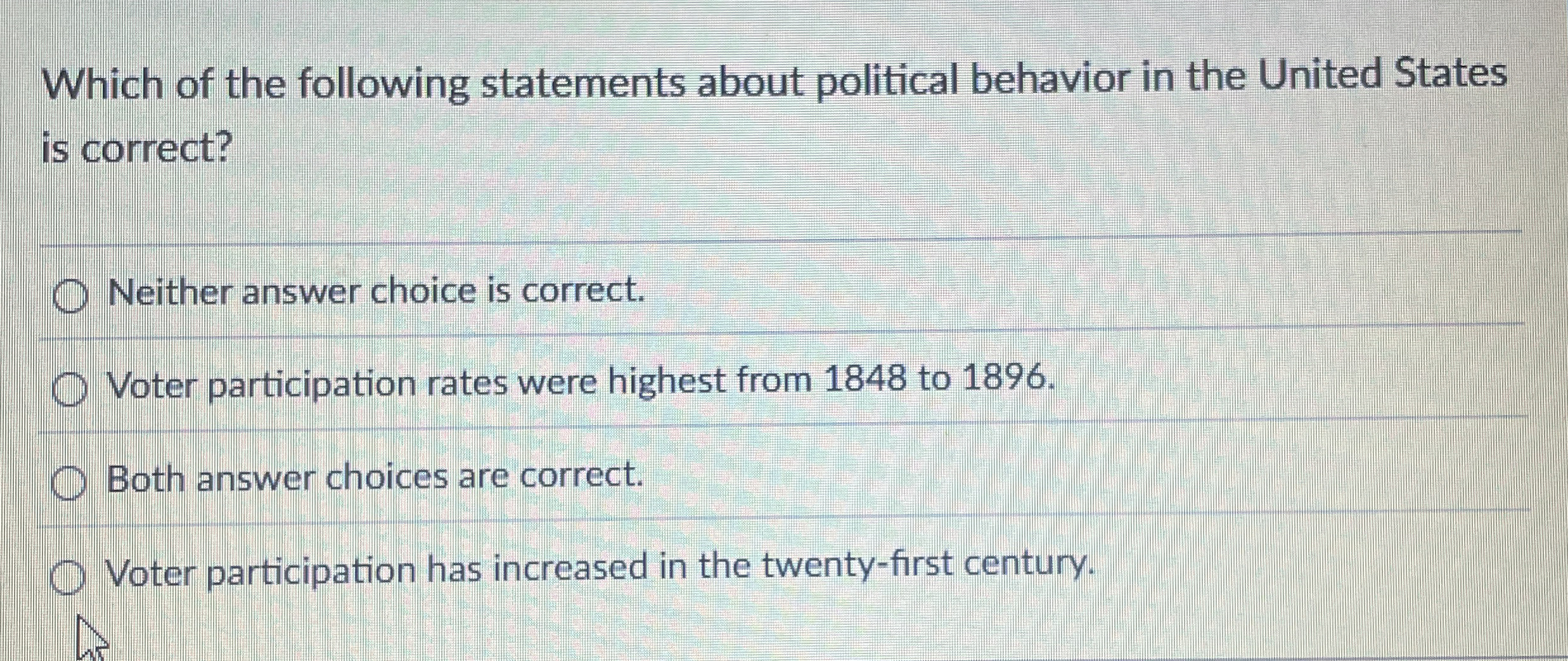 Solved Which of the following statements about political | Chegg.com