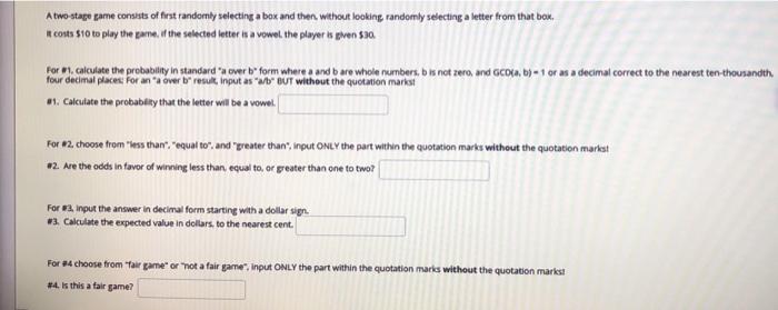 Solved A two-stage game consists of first randomly selecting | Chegg.com