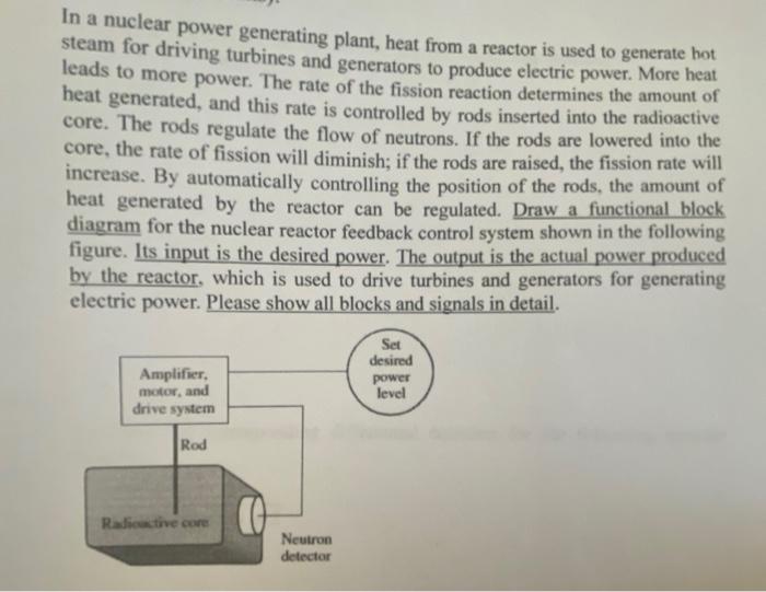 Solved In a nuclear power generating plant, heat from a | Chegg.com