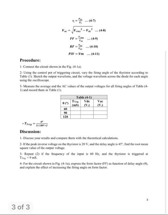 Experiment (4) Controlled Rectifiers - Single Phase | Chegg.com