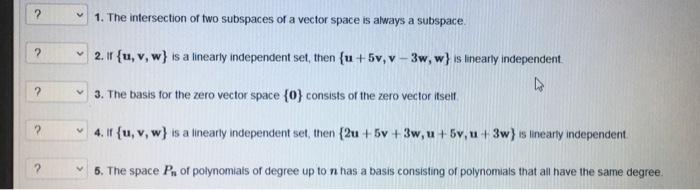 Solved 2 1 The Intersection Of Two Subspaces Of A Vector