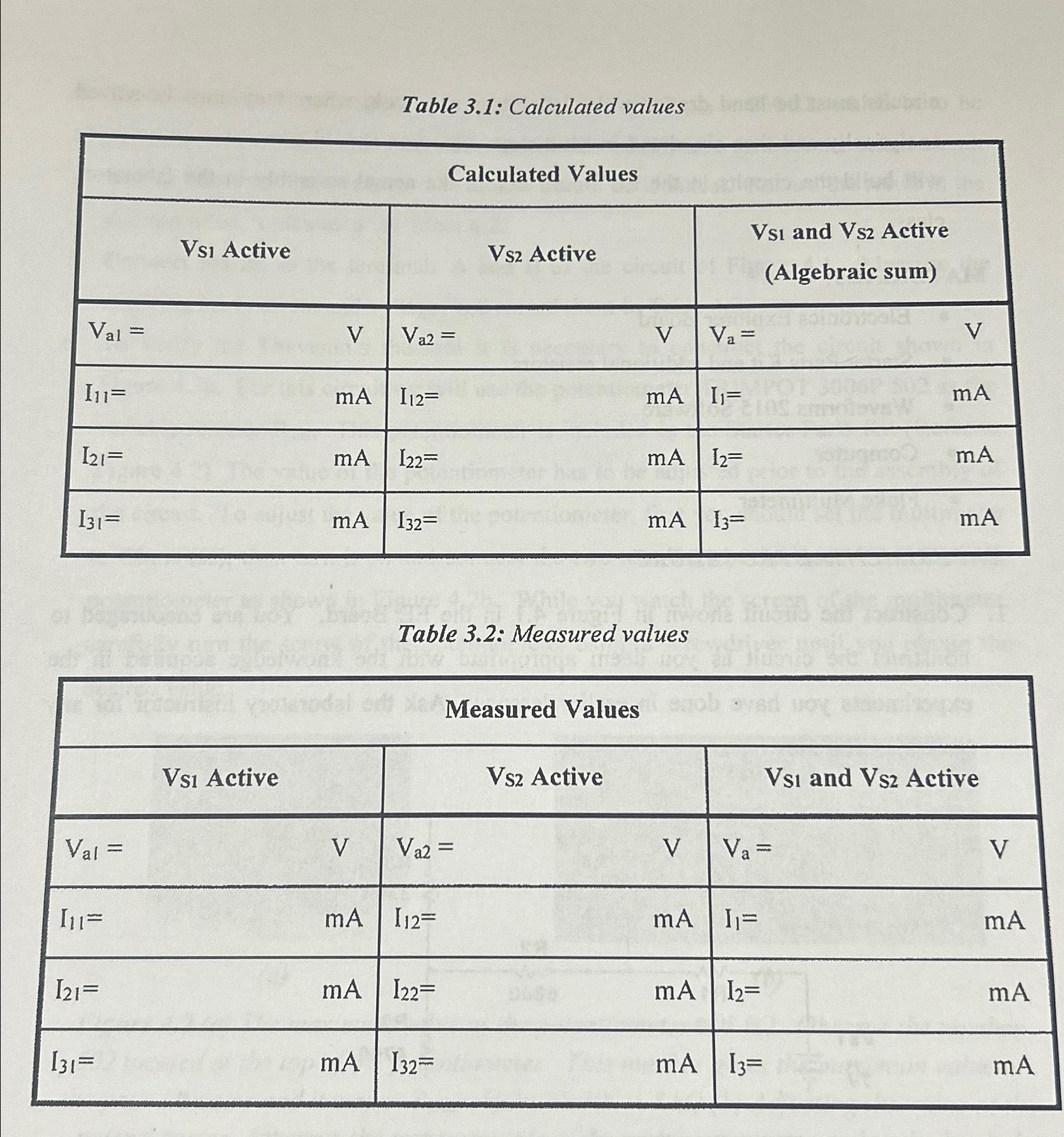 Table 3.1: Calculated values\table[[Calculated | Chegg.com