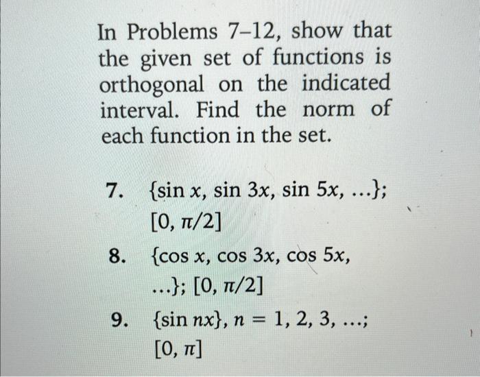 Solved In Problems 7-12, show that the given set of | Chegg.com