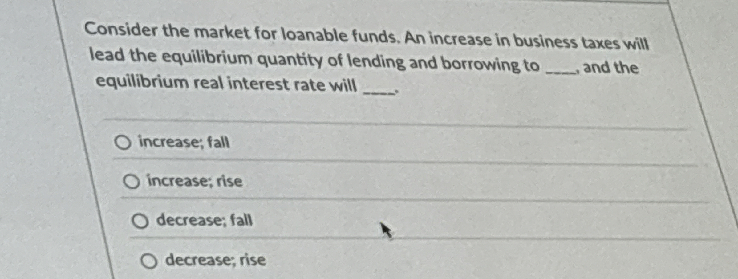 Solved Consider the market for loanable funds. An increase | Chegg.com