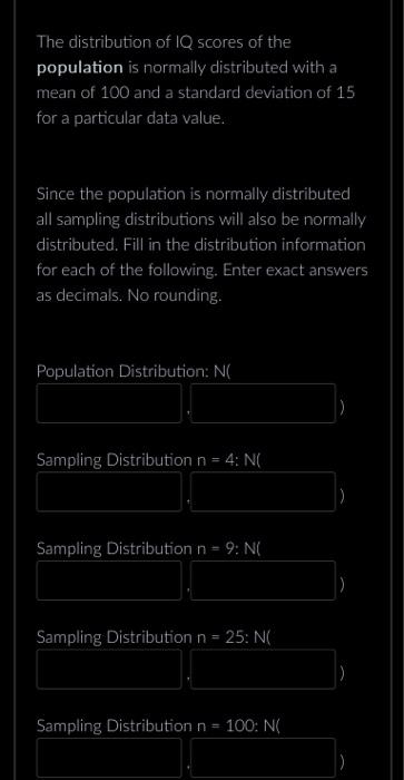 Solved The distribution of 1Q scores of the population is | Chegg.com
